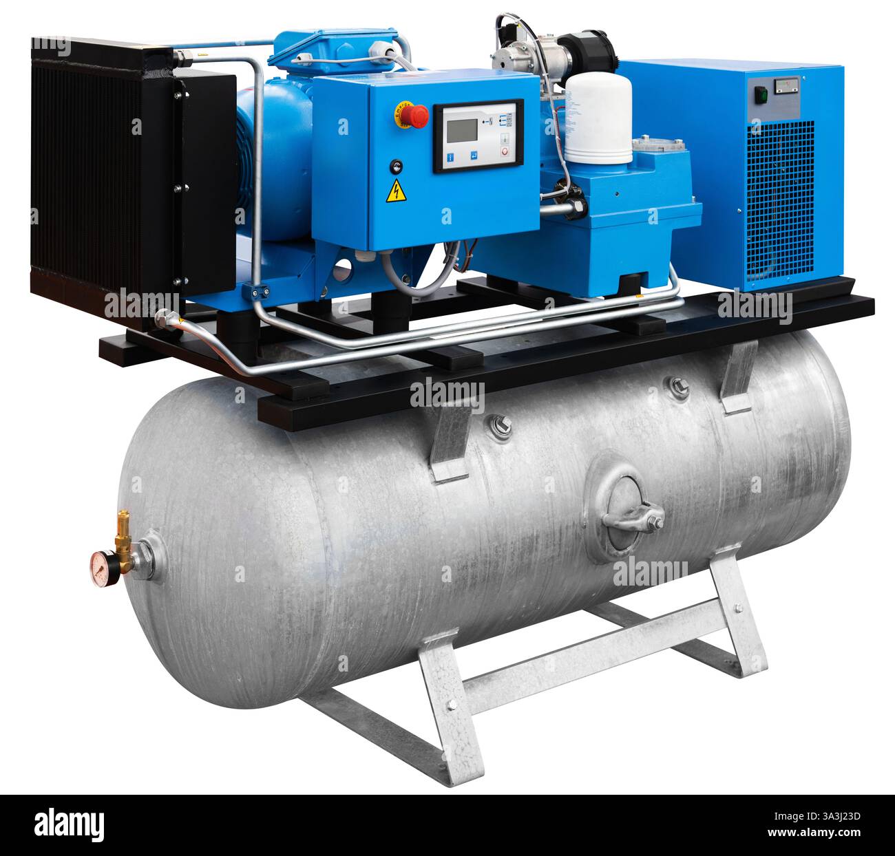 Industrial air compressor isolated on white background Stock Photo - Alamy