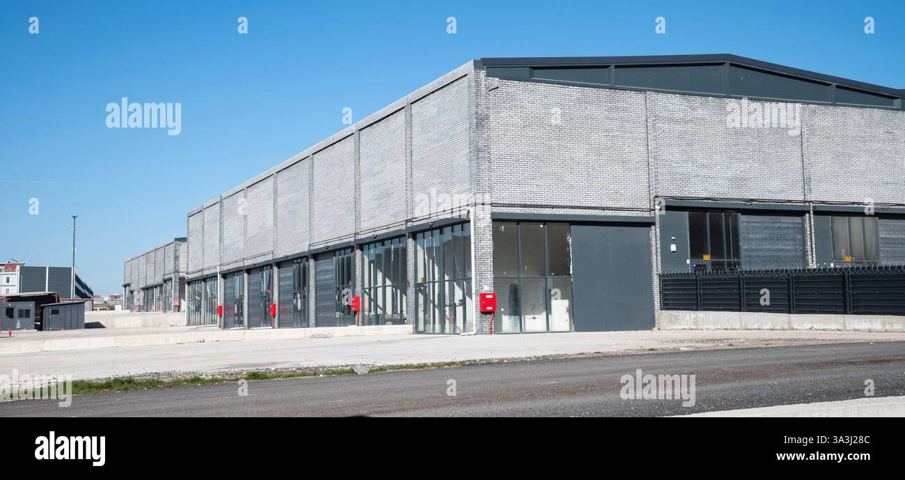 Tipe of Industrial warehouse buildings Stock Photo - Alamy