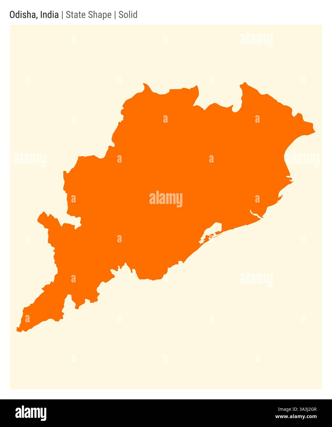 Odisha, India. Simple vector map. State shape. Solid style. Border of ...