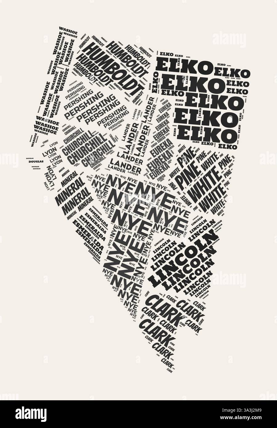 Nevada Word Cloud. State with counties division. Nevada typographic ...