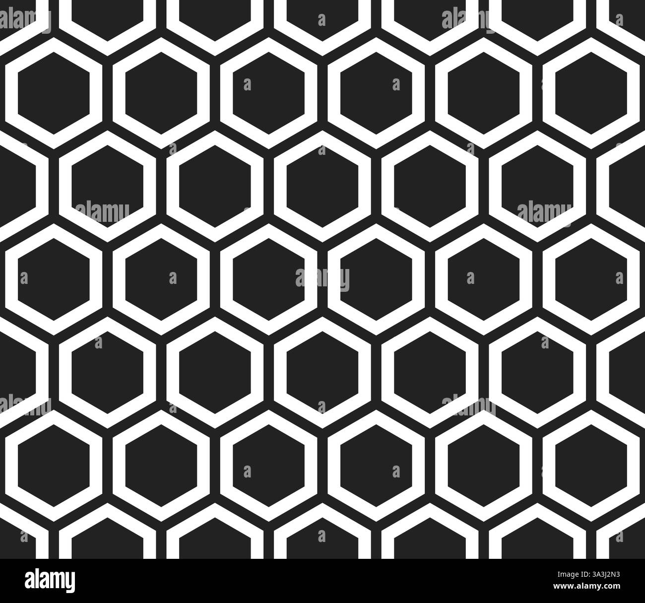 Geometric pattern. Plain hexagon net with inner solid cells. Large hexagon shapes. Seamless ...
