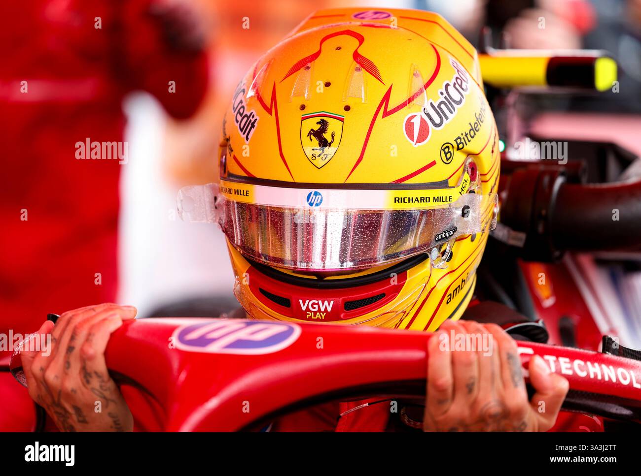 Melbourne, Australia. 16th Mar, 2025. Ferrari's Lewis Hamilton of ...