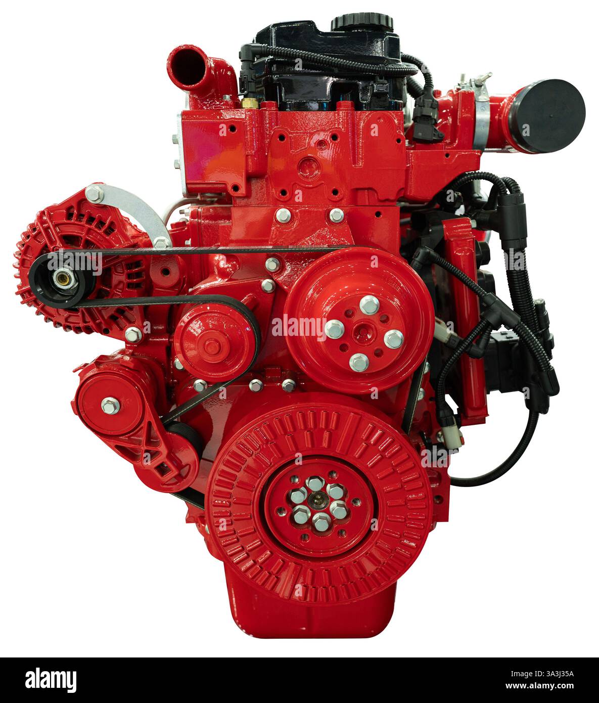 Red diesel engine isolated on white background Stock Photo - Alamy