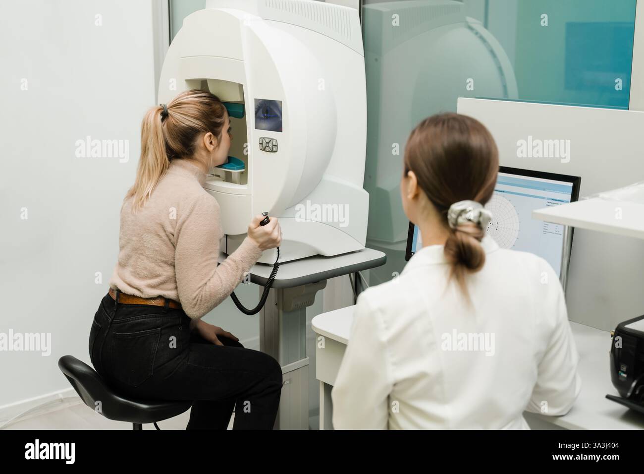 Perimetry eyes test for early sign of glaucoma of woman patient of ...