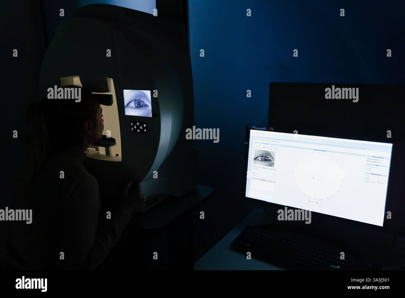 Perimetry eyes test for early sign of glaucoma of woman patient of ...