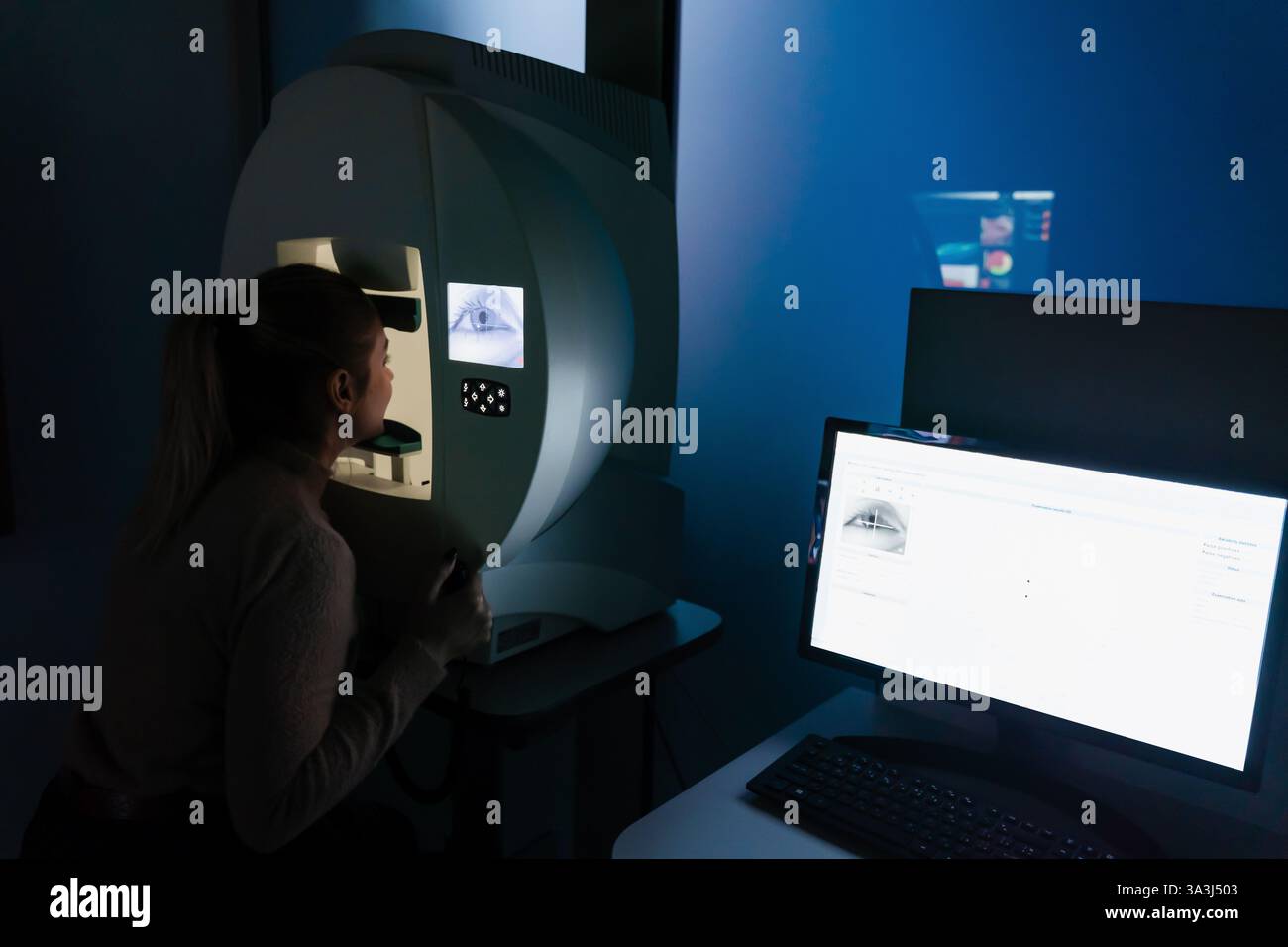 Perimetry eyes test for early sign of glaucoma of woman patient of ...