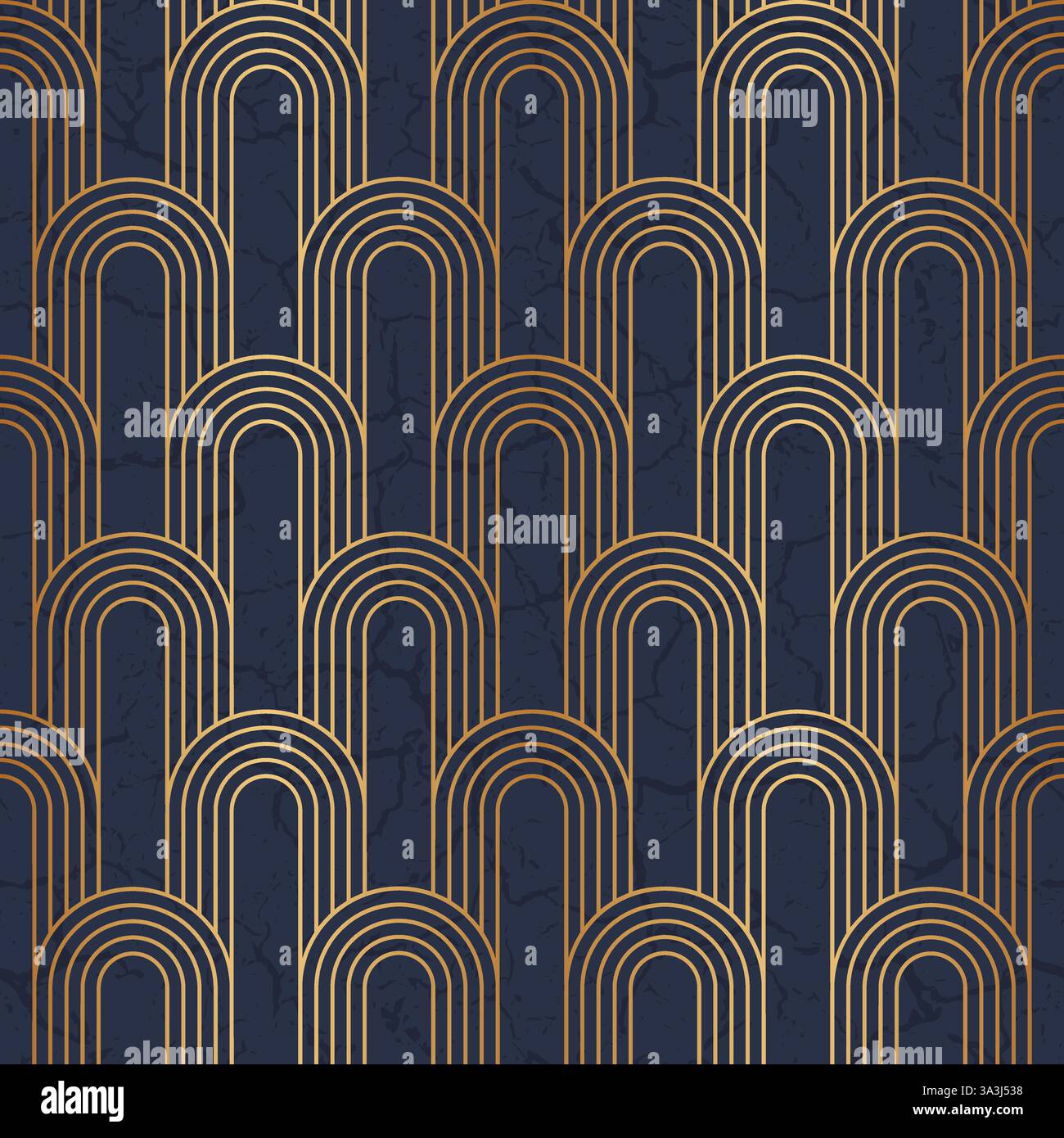 Arc seamless pattern. Repeating circle arch. Gold art deco isolated on ...