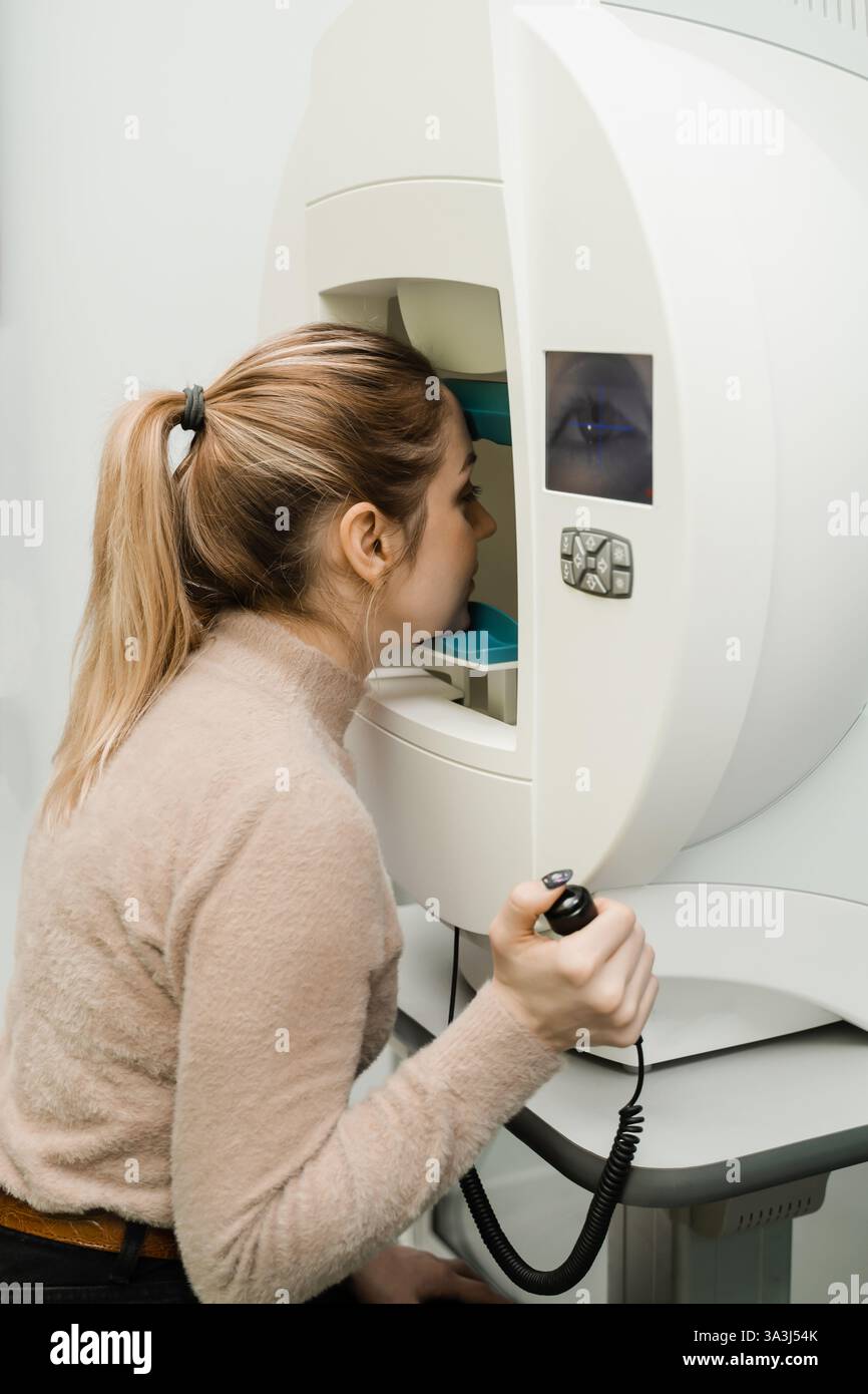 Perimetry eyes test for early sign of glaucoma of woman patient of ...