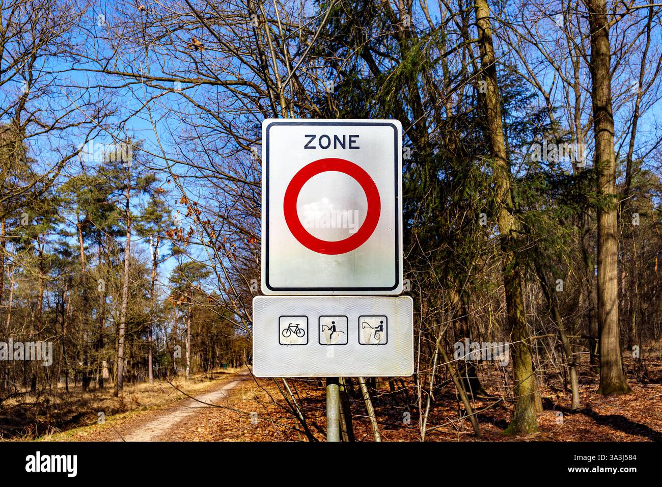 Traffic sign: No entry for bicycles, horses, and carriages, pedestrian ...