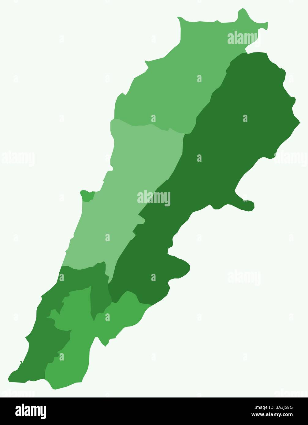 Map of Lebanon with regions. Just a simple country border map with ...