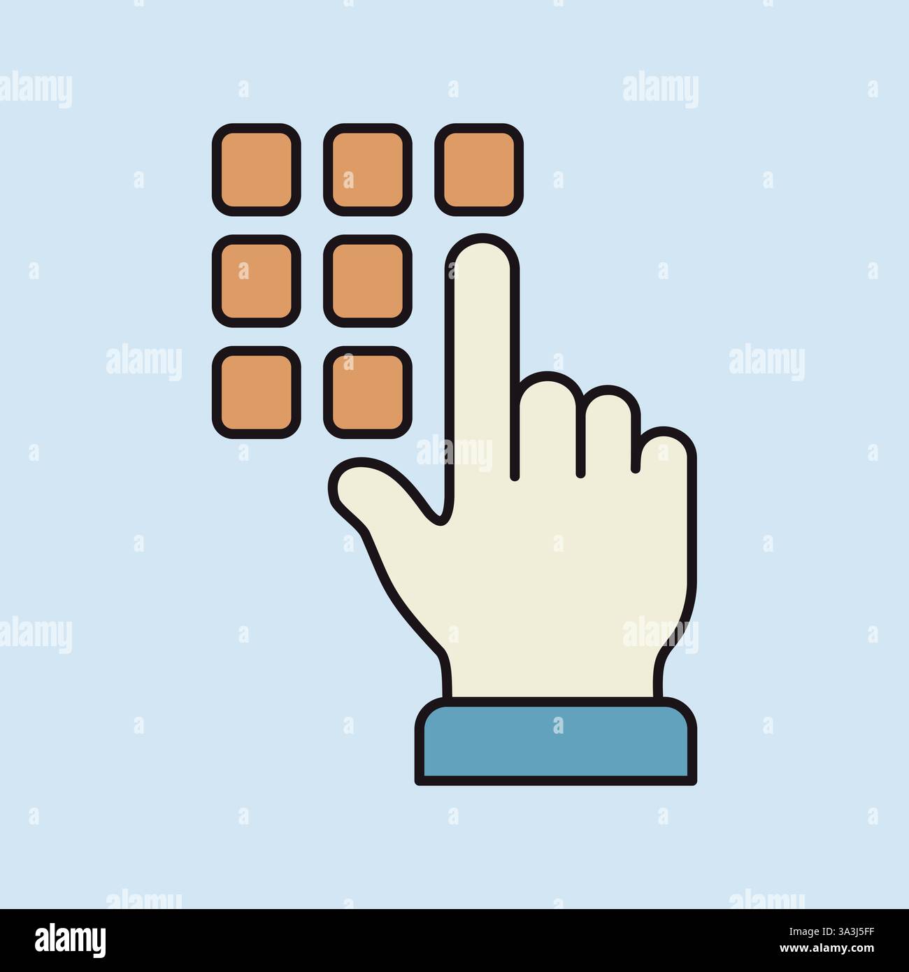 Hand finger entering pin code icon. Unlock and password symbol ...