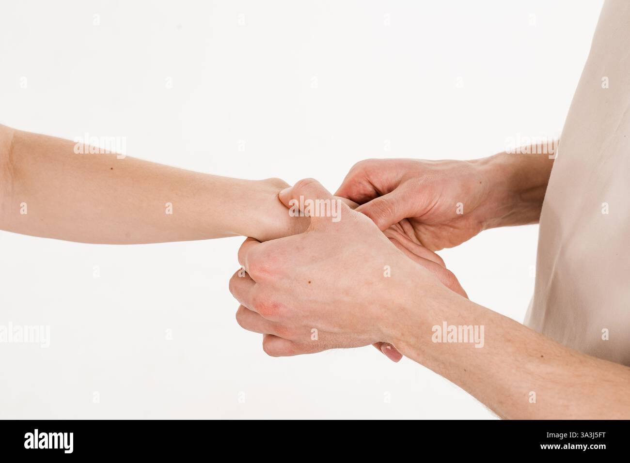 Examination of the wrist joint for hygroma, mobilization of the joint ...