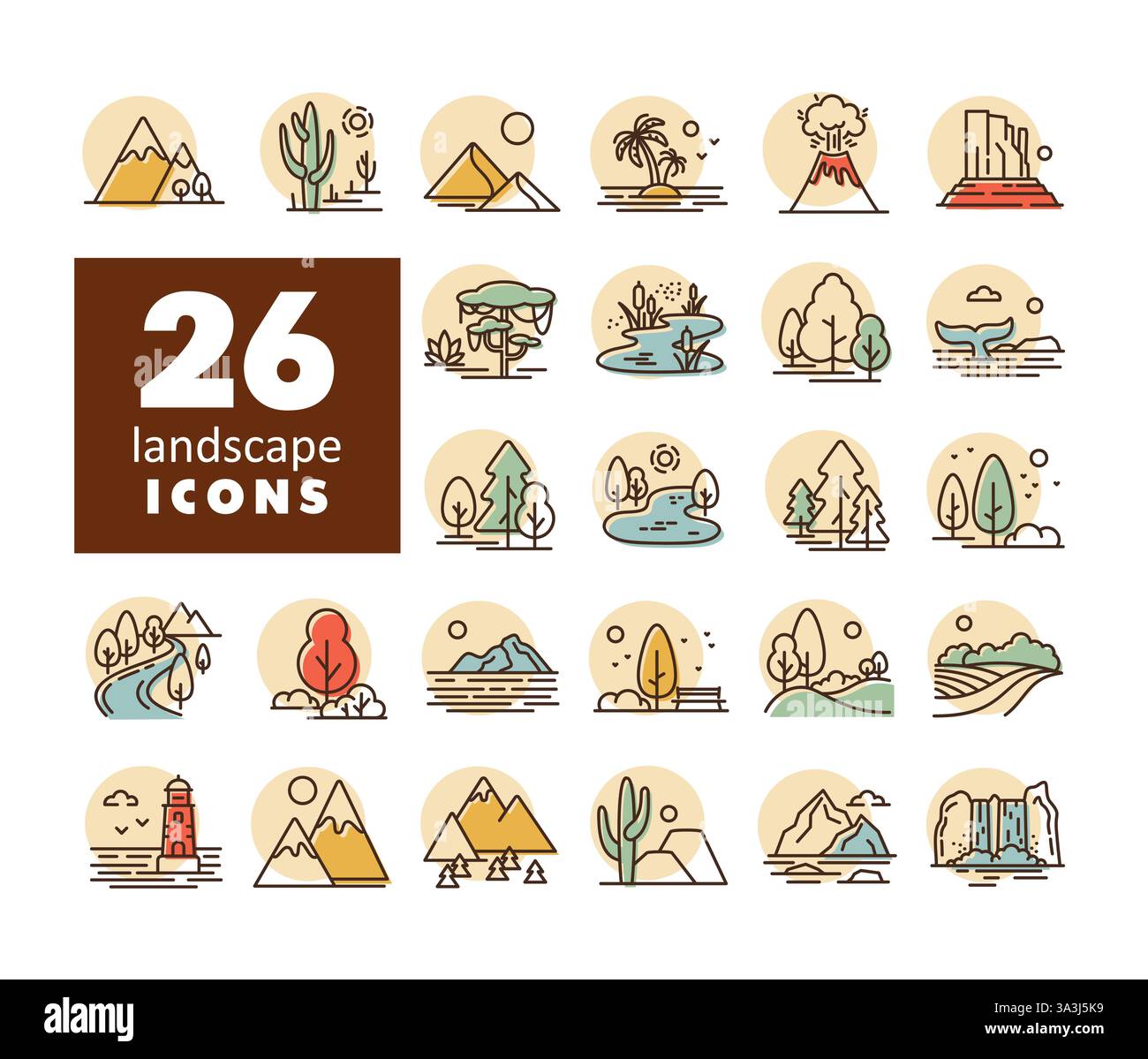 Nature Landscape vector icons. Nature sign. Graph symbol for travel and ...