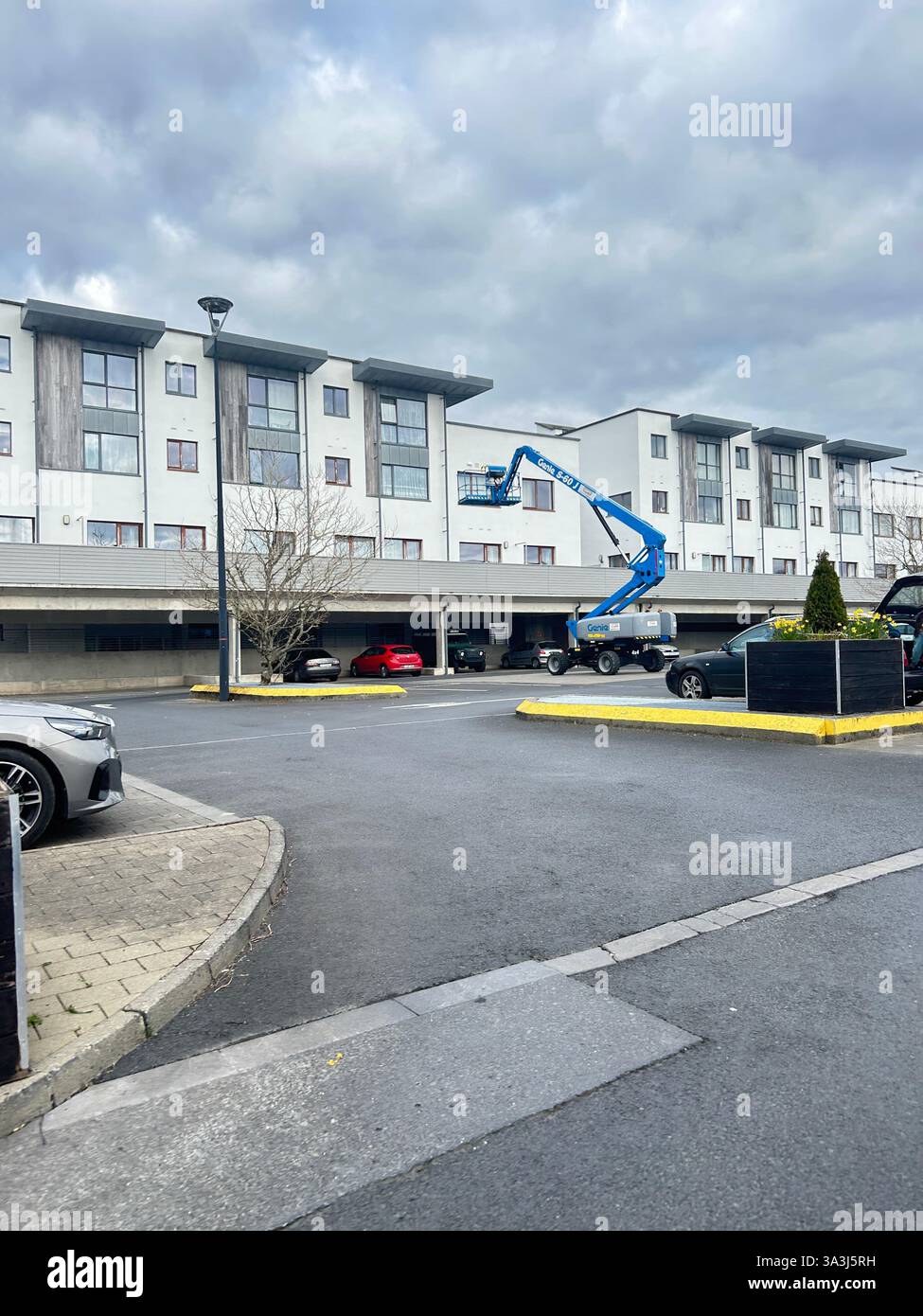 Monday March 16, 2025 - Westport, Mayo, Ireland: A cherry picker ...