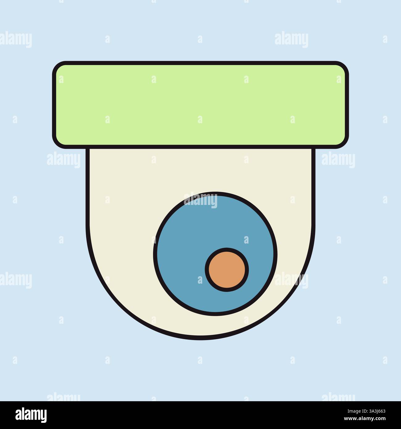 Dome camera vector icon. CCTV, security ceiling video round camera ...