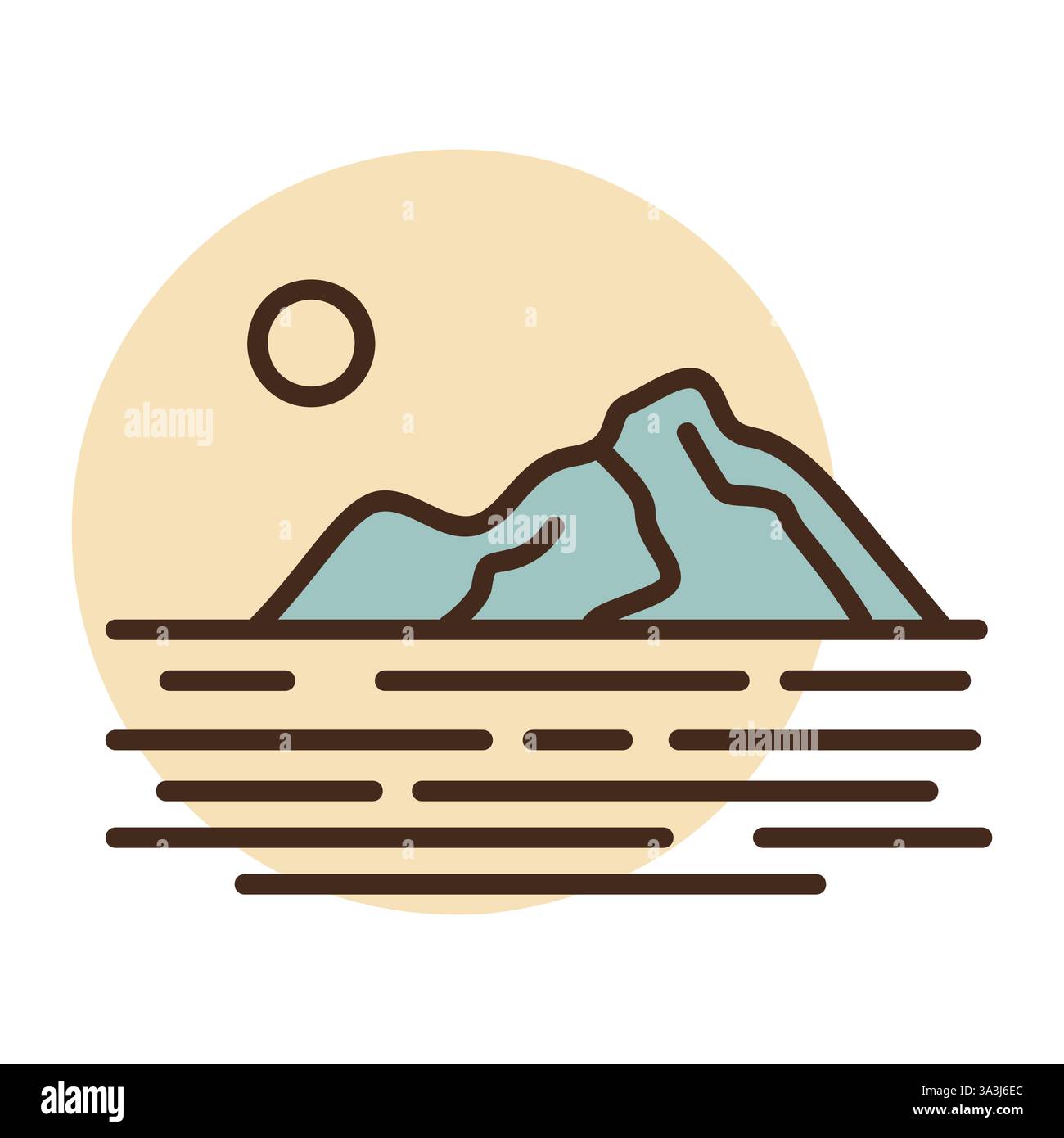 Mountain rocky islands in the ocean or sea vector icon. Nature sign ...