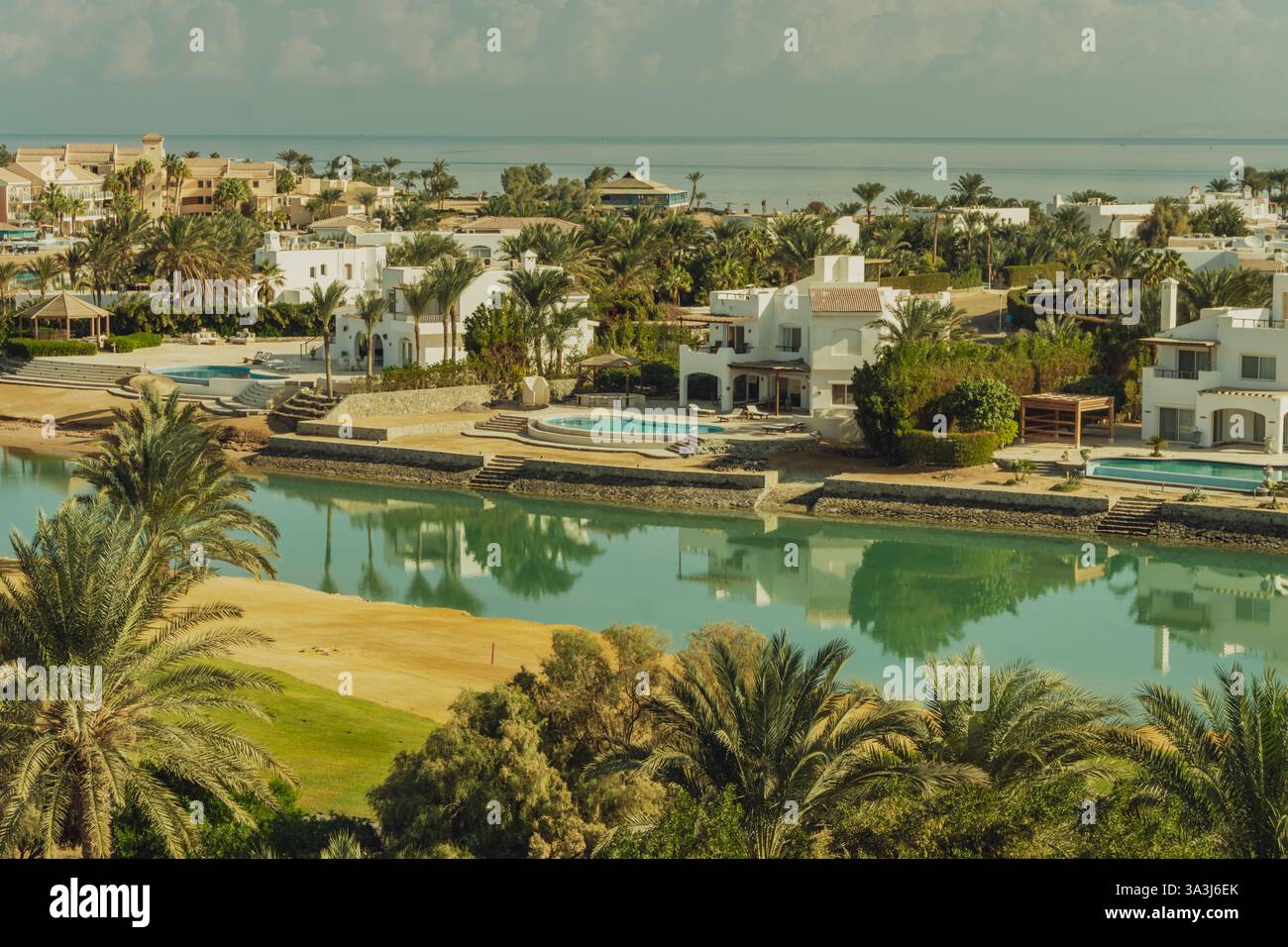 landscape of El Gouna resort on the Egyptian Red Sea near Hurghada ...
