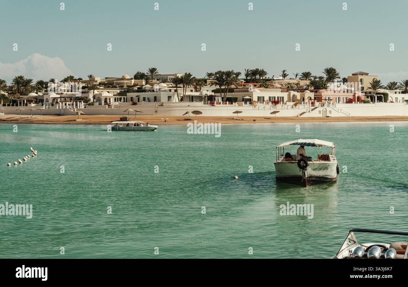 Landscape of the Red Sea in the resort of El Gouna in Egypt near ...