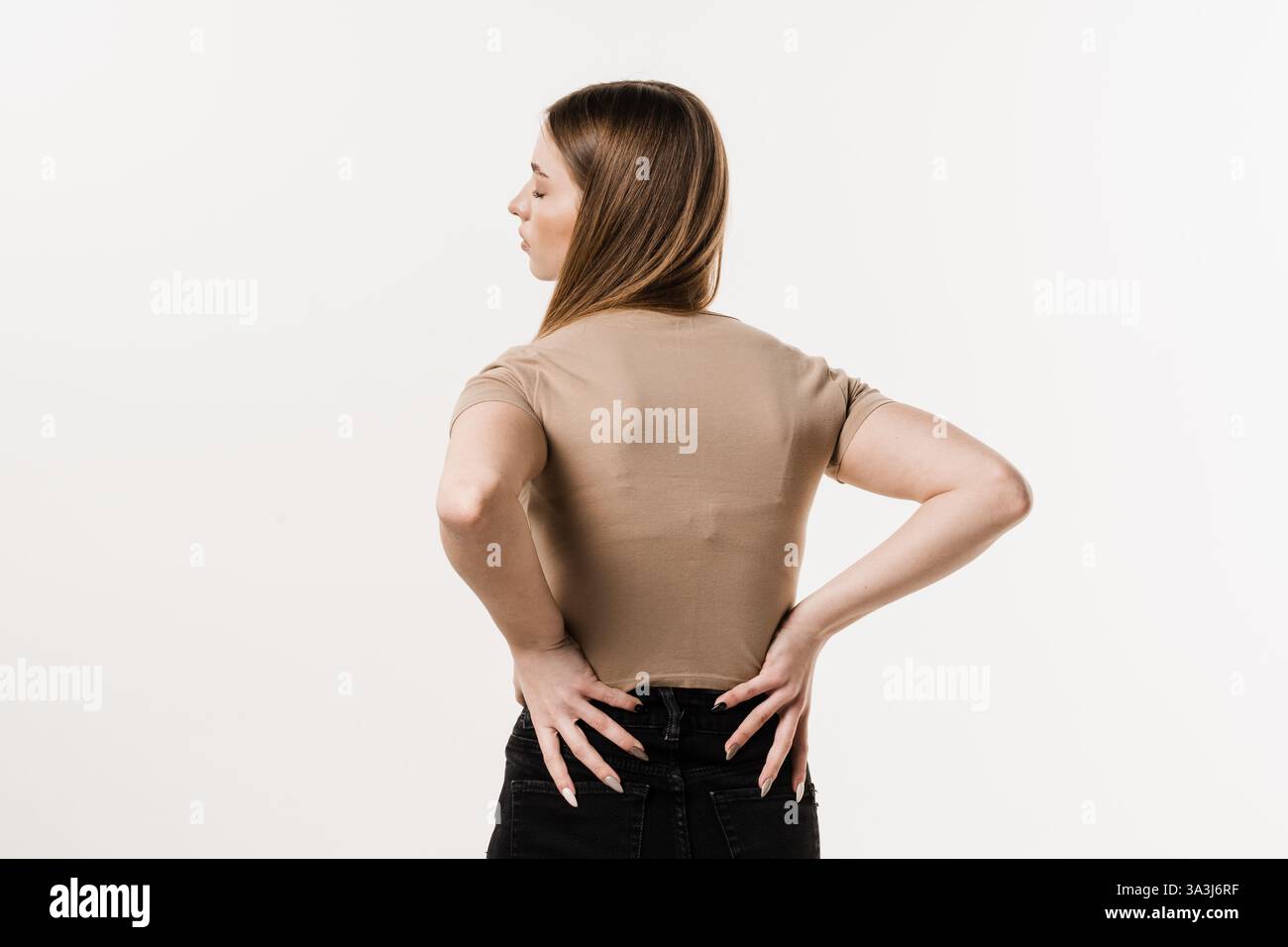 Girl feel backache spine pain because of UTI pyelonephritis disease ...