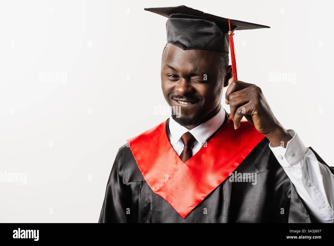 Portrait of graduate african man graduated from university and got ...