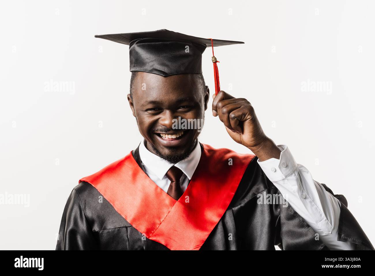 Portrait of graduate african man graduated from university and got ...