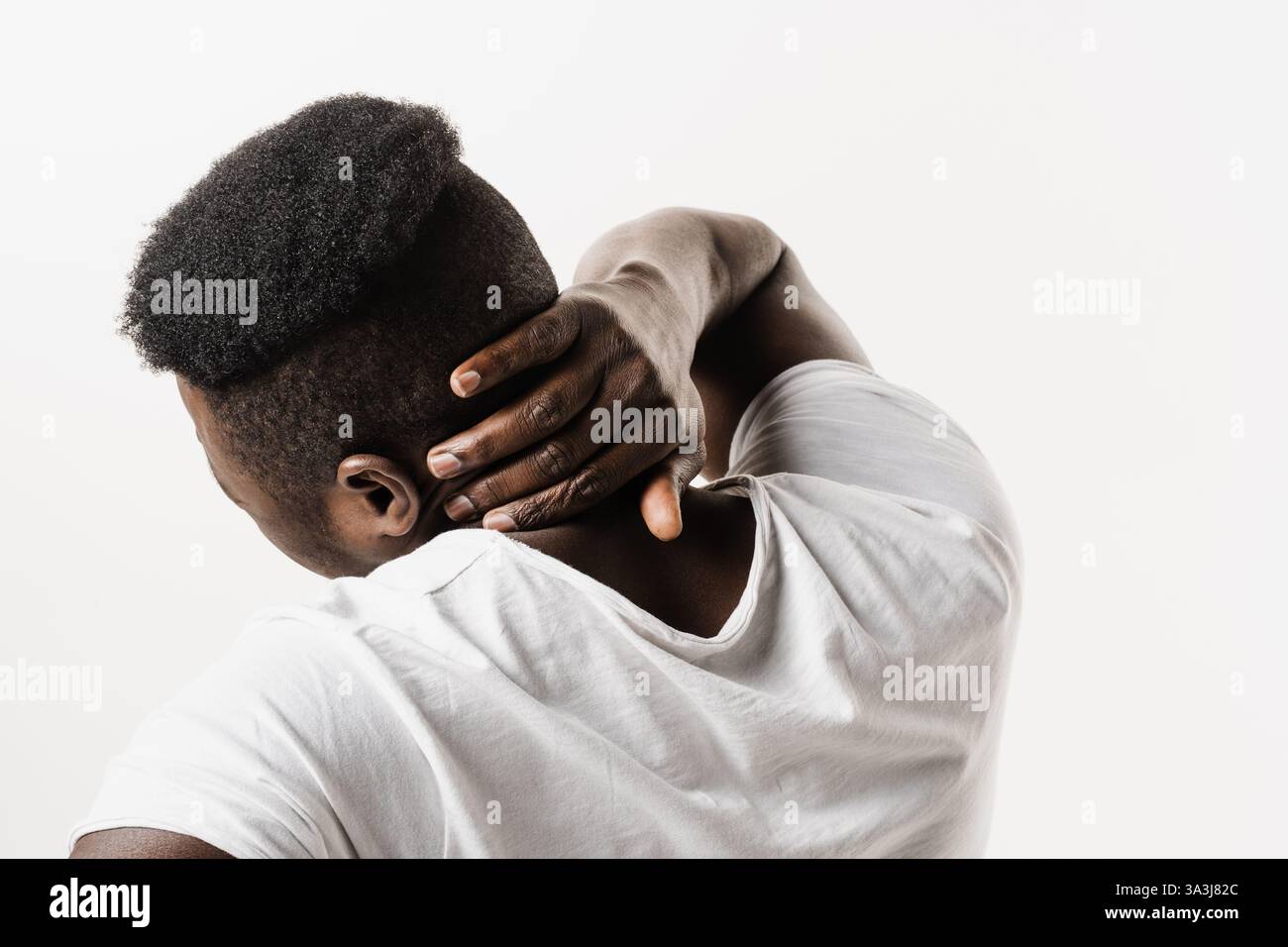 African man feel spine and neck pain because of spinal nerves ...