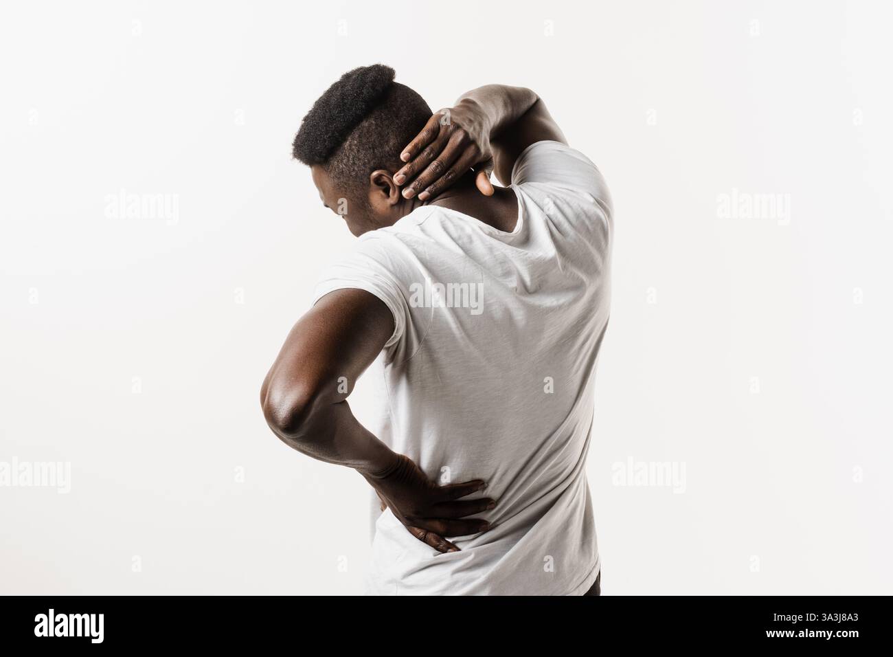 African man feel spine and neck pain because of spinal nerves ...