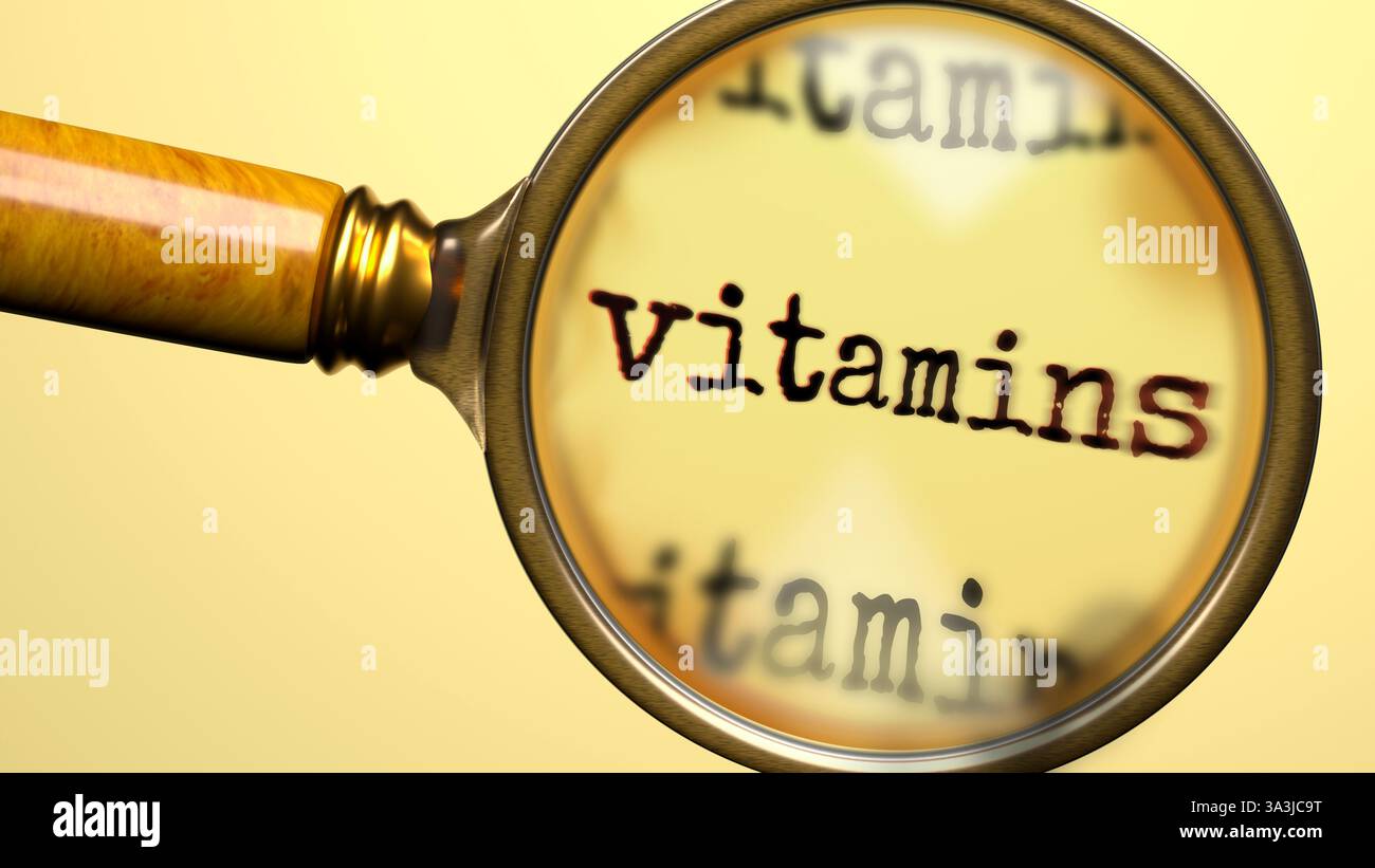 Vitamins under magnifying glass. Thorough analysis and inspection of ...