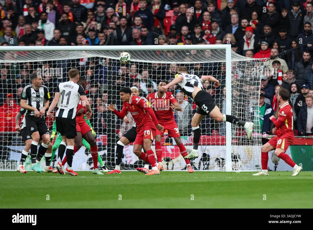 LONDON, UK - 16th Mar 2025: Dan Burn of Newcastle United scores his ...
