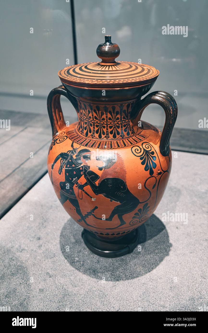 17 January 2025, Louvre museum Abu Dhabi, UAE: Close up of an ancient ...