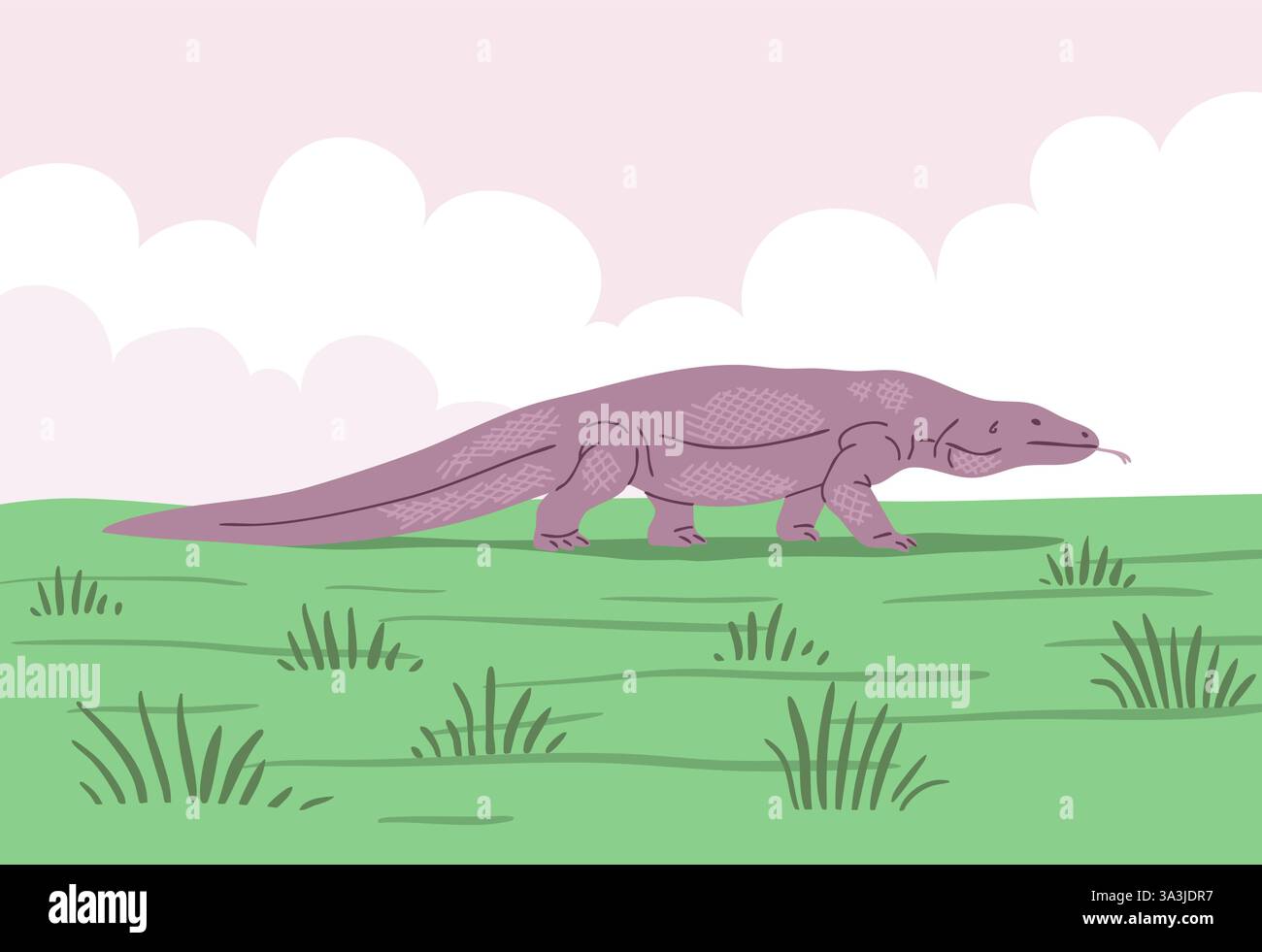 Komodo dragon on grass Stock Vector Images - Alamy