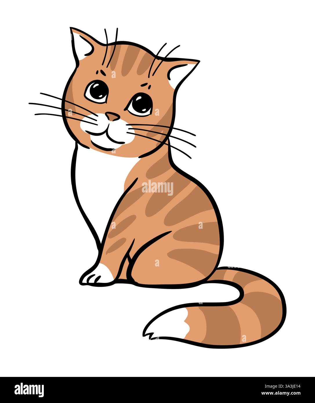 Cute striped ginger cat. Domestic animal pet. Cartoon vector ...