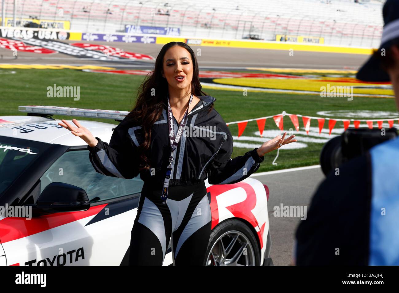 LAS VEGAS, NV - MARCH 16: WWE Champion Chelsea Green films a promo video with the Toyota GAZOO ...