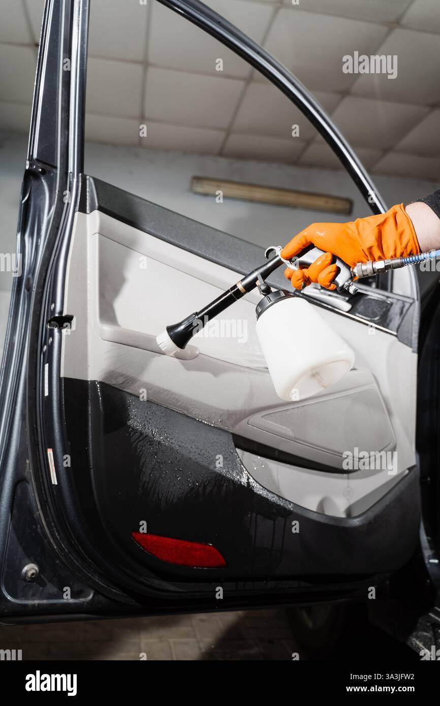 Car detailing with tornador cleaning gun with high pressure air pulse ...