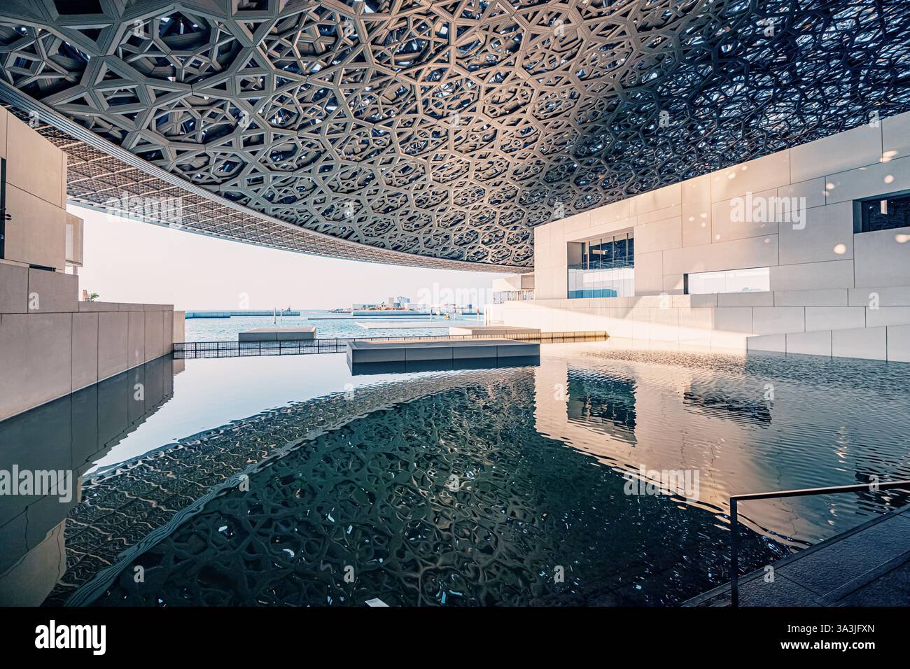 17 January 2025, Abu Dhabi, UAE: Modern architecture of Louvre Museum ...