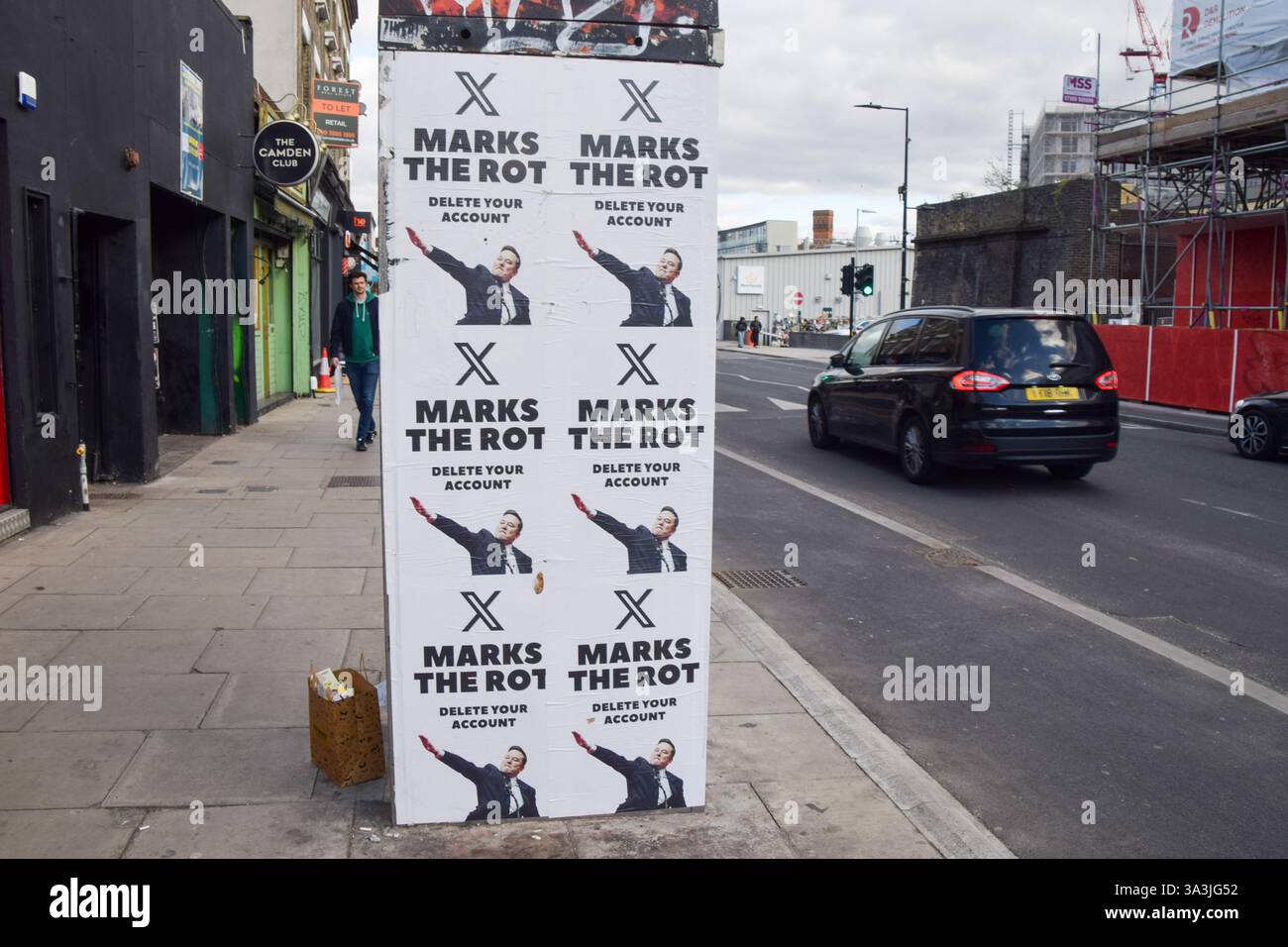London, UK. 16th March 2025. Posters have appeared on an old telephone ...