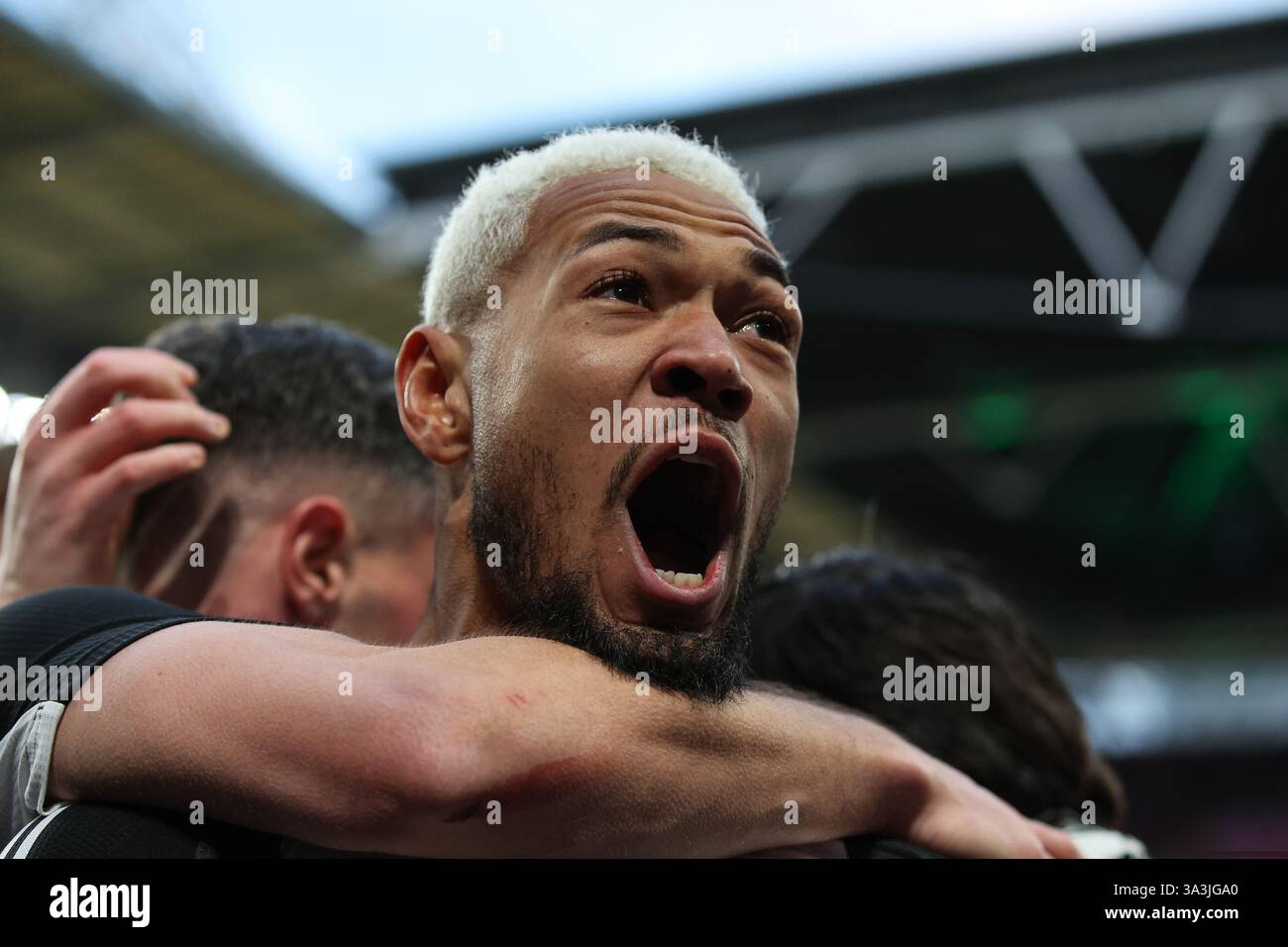 LONDON, UK - 16th Mar 2025: Joelinton of Newcastle United celebrates ...