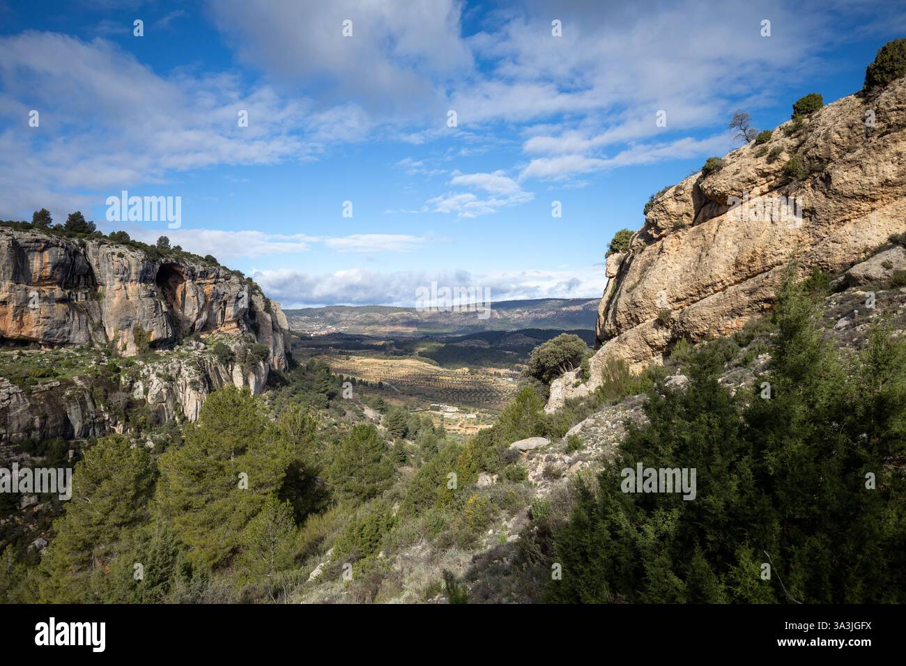 Landscape between mountains of the Benízar area in the north of ...