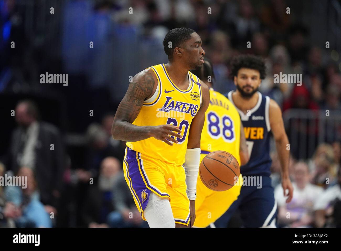 Los Angeles Lakers guard Shake Milton (20) in the second half of an NBA ...
