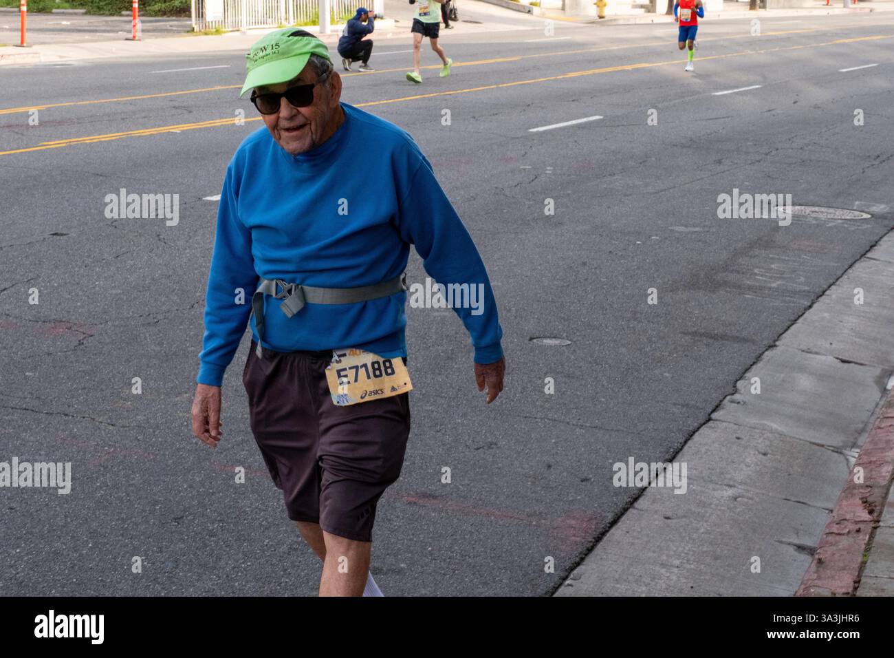Los Angeles, USA. 16th Mar, 2025. Older athlete at the 2025 Los Angeles ...