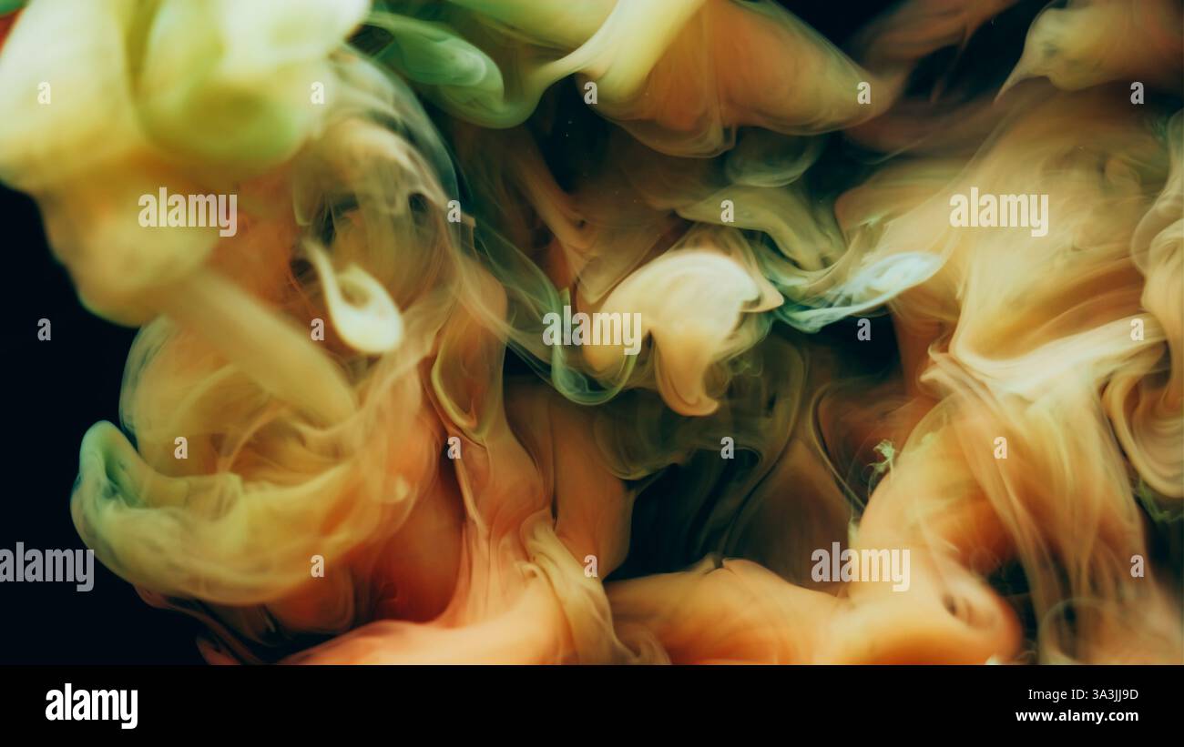 Underwater smoke. Art vapor. Colorful mist cloud twist flow on black ...