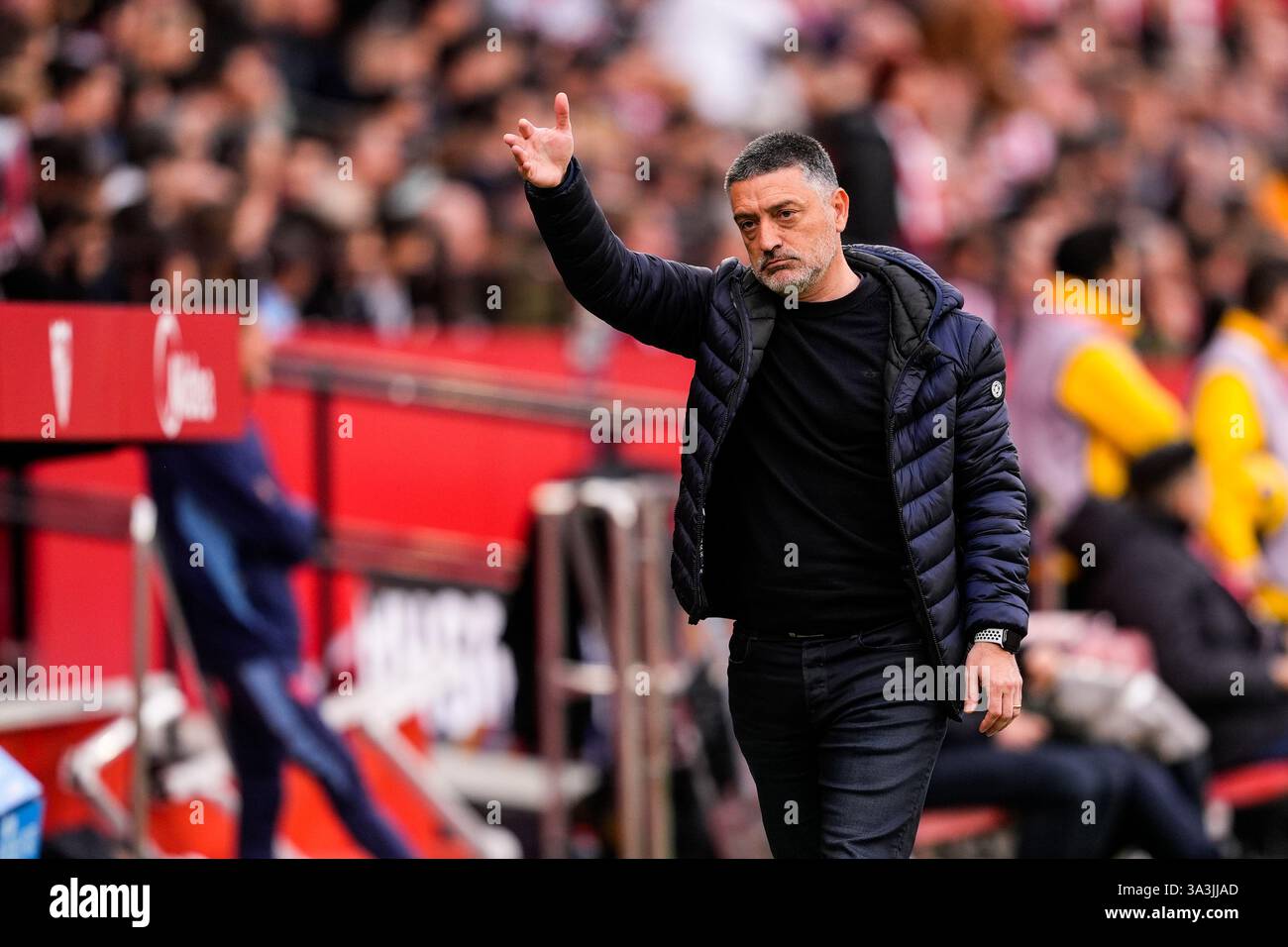 Xavier Garcia Pimienta, head coach of Sevilla FC, gestures during the ...
