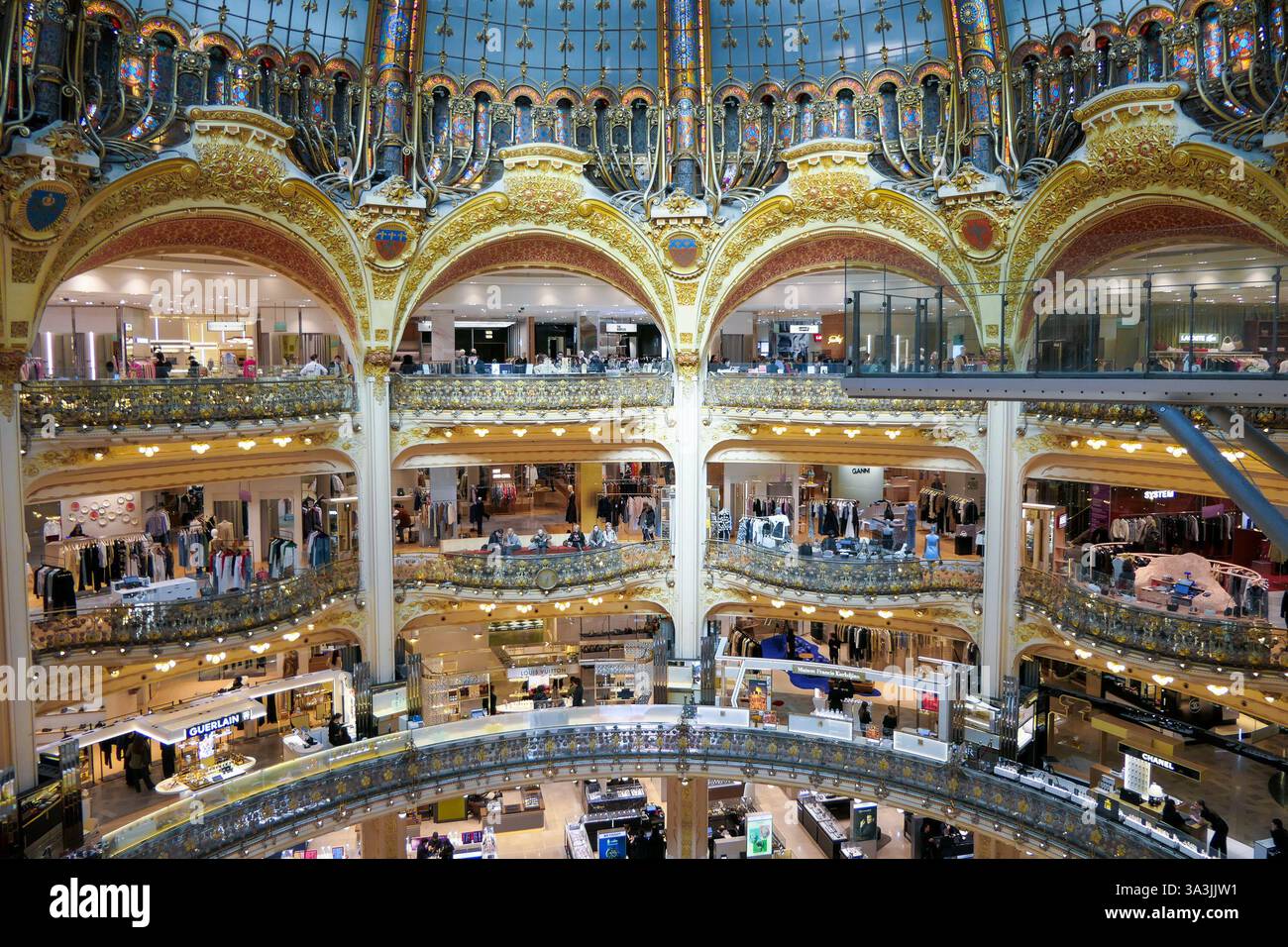 Paris, France, March 5, 2025. Galeries Lafayette Haussmann is a ...