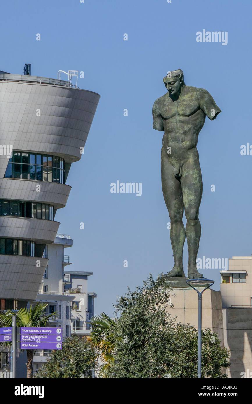 Paris, France, March 6, 2025. Icarus Statue by Igor Mitoraj represents ...