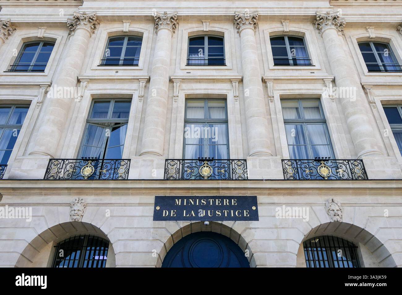 Paris, France, March 5, 2025. Ministry of Justice, Place Vendome, also ...