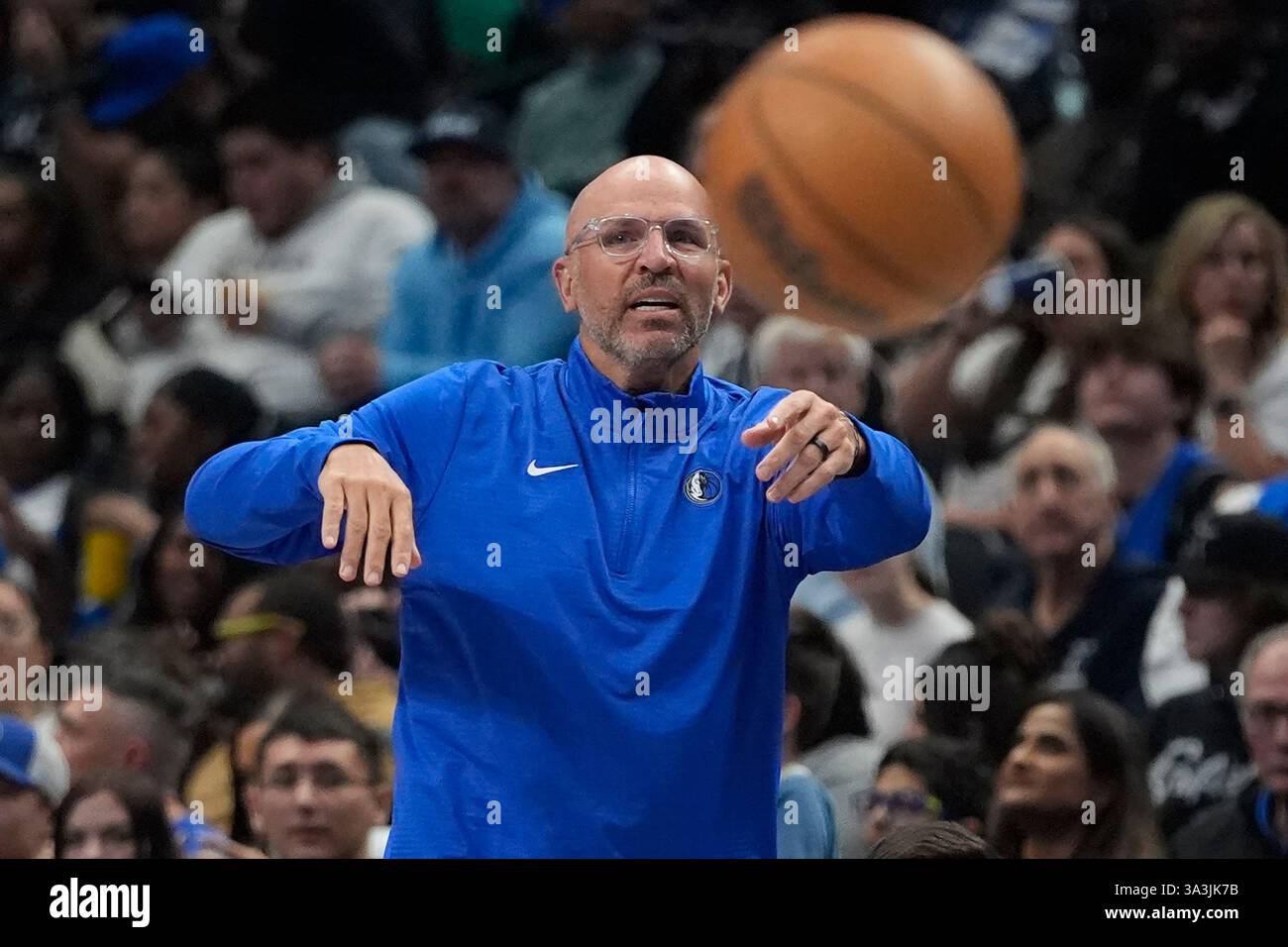 Dallas Mavericks head coach Jason Kidd looks on from the sidelines ...