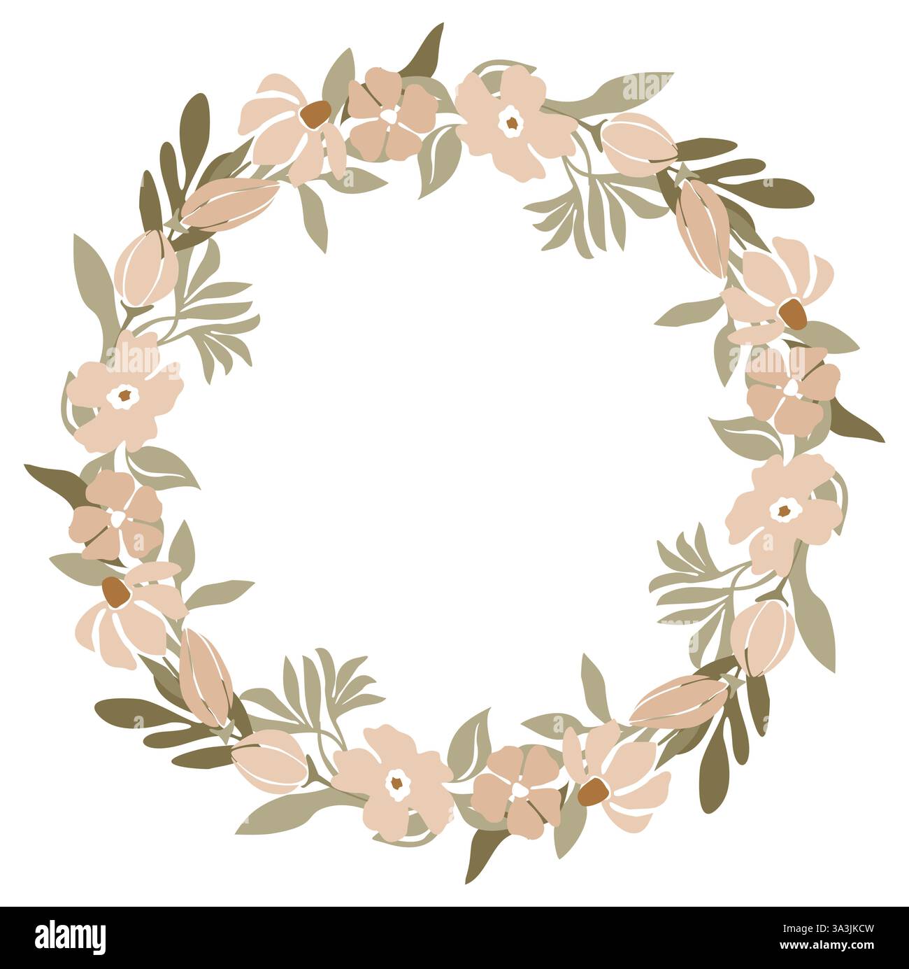 Watercolor wreath green leaves Stock Vector Images - Alamy