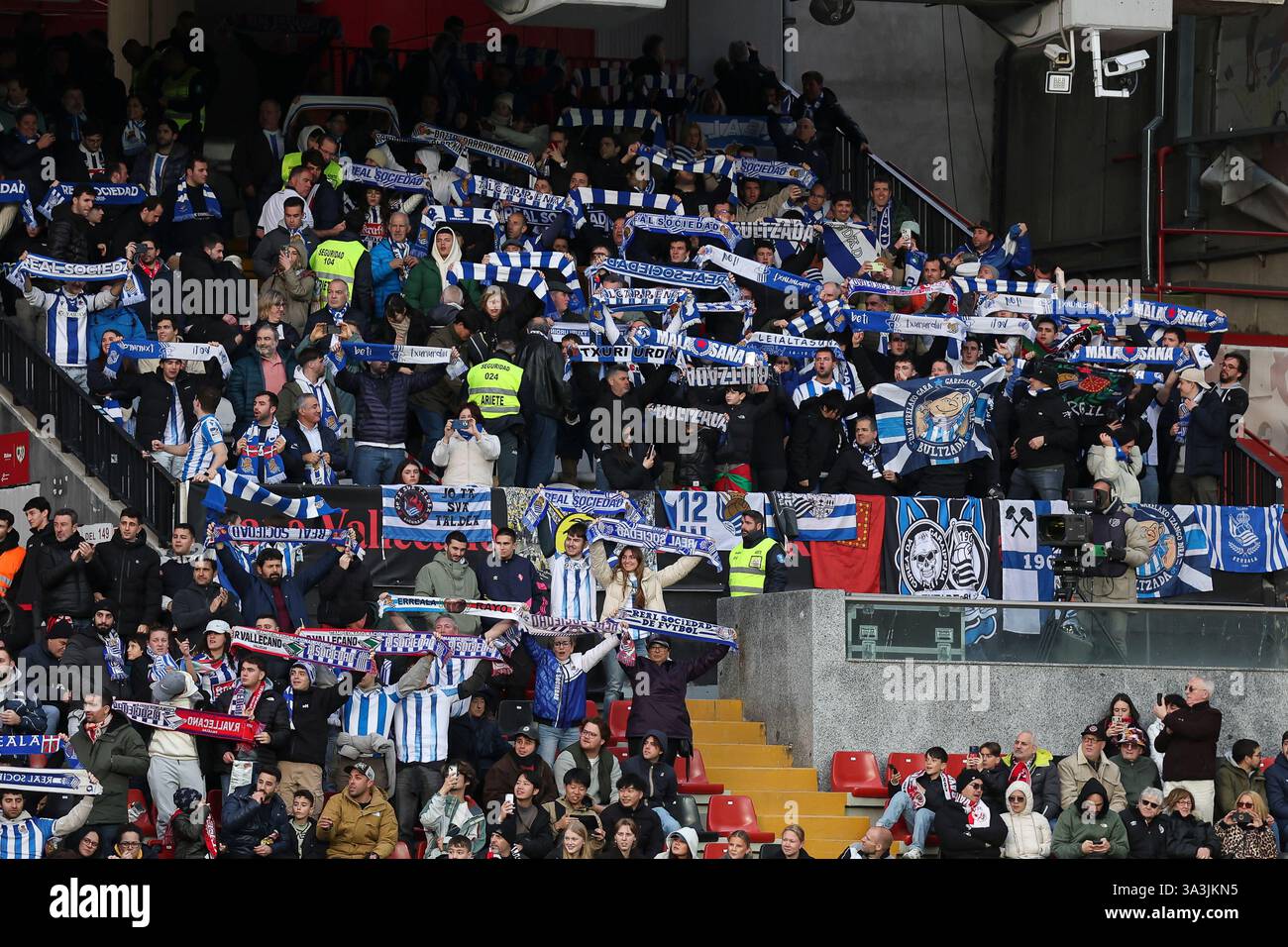 Fans of Real Sociedad are seen during the Spanish league, LaLiga EA ...