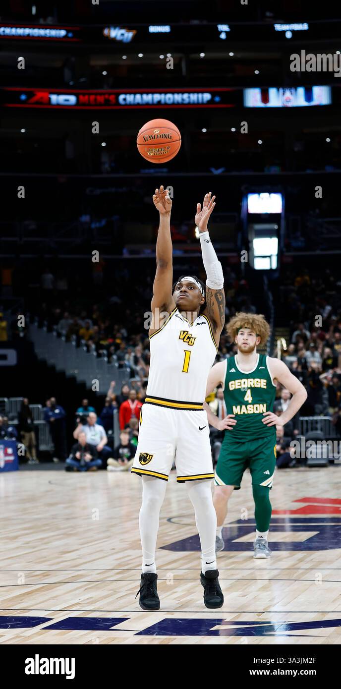 March 16, 2025: VCU Rams Guard (1) Phillip Russell takes a free throw ...