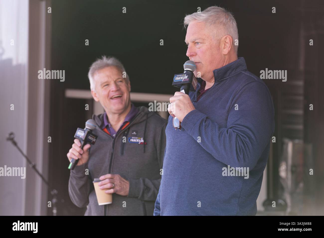 LAS VEGAS, NV - MARCH 16: (L-R) Kenny Wallace and John Roberts host Trackside Live! in the Neon ...
